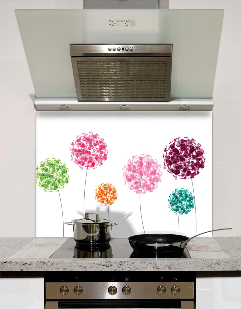 Abstract Flowers Glass Splashback
