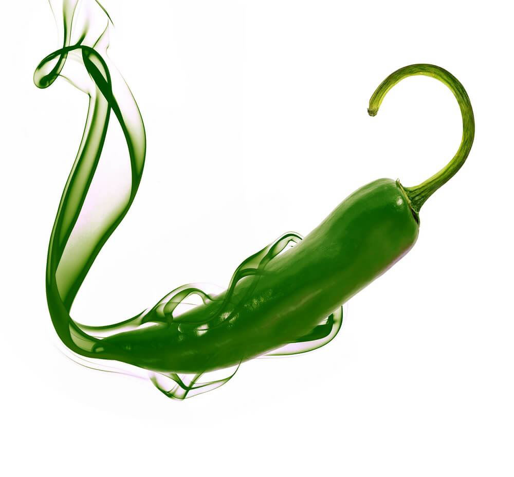 Green Chilli glass splashback.