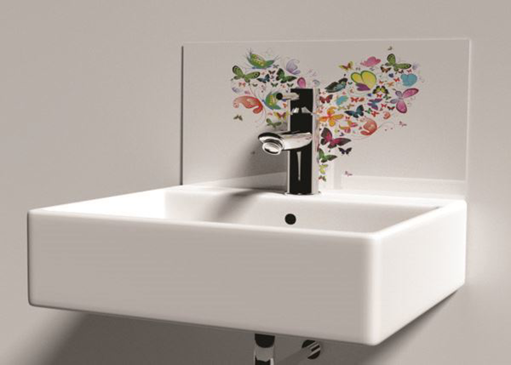 Heart Butterfly Glass Splashback