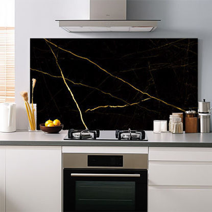 Material images on toughened glass splashbacks