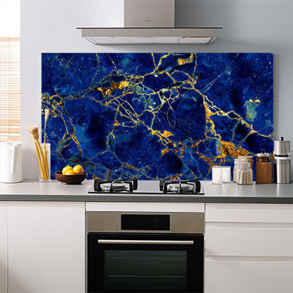 Material images on toughened glass splashbacks