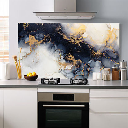 Material images on toughened glass splashbacks