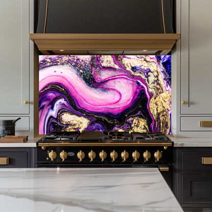 Material images on toughened glass splashbacks
