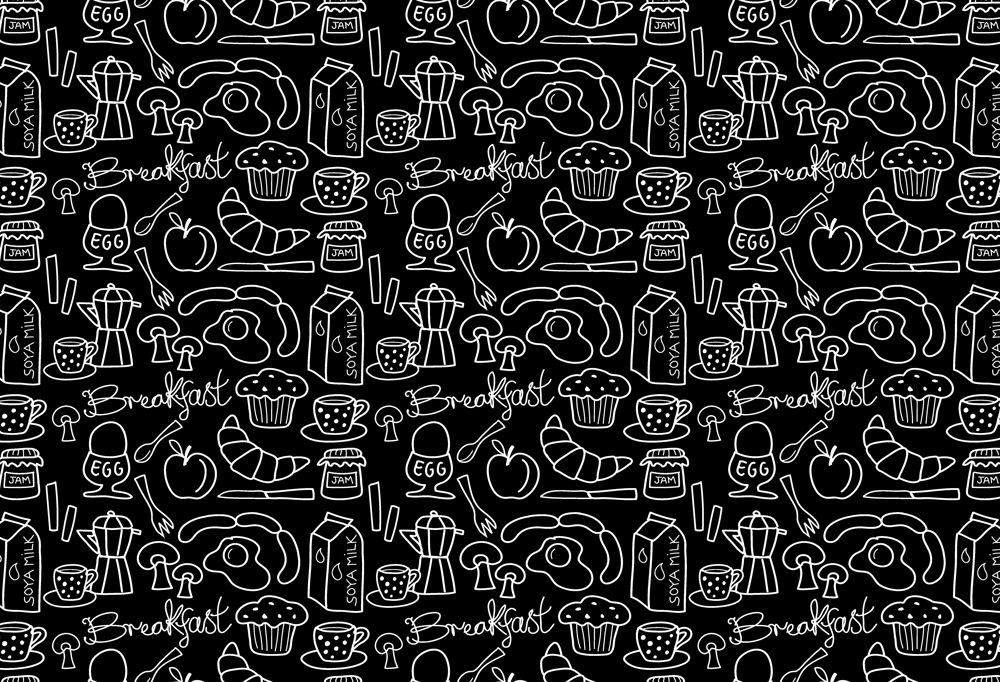 Breakfast black Glass Kitchen Splashback