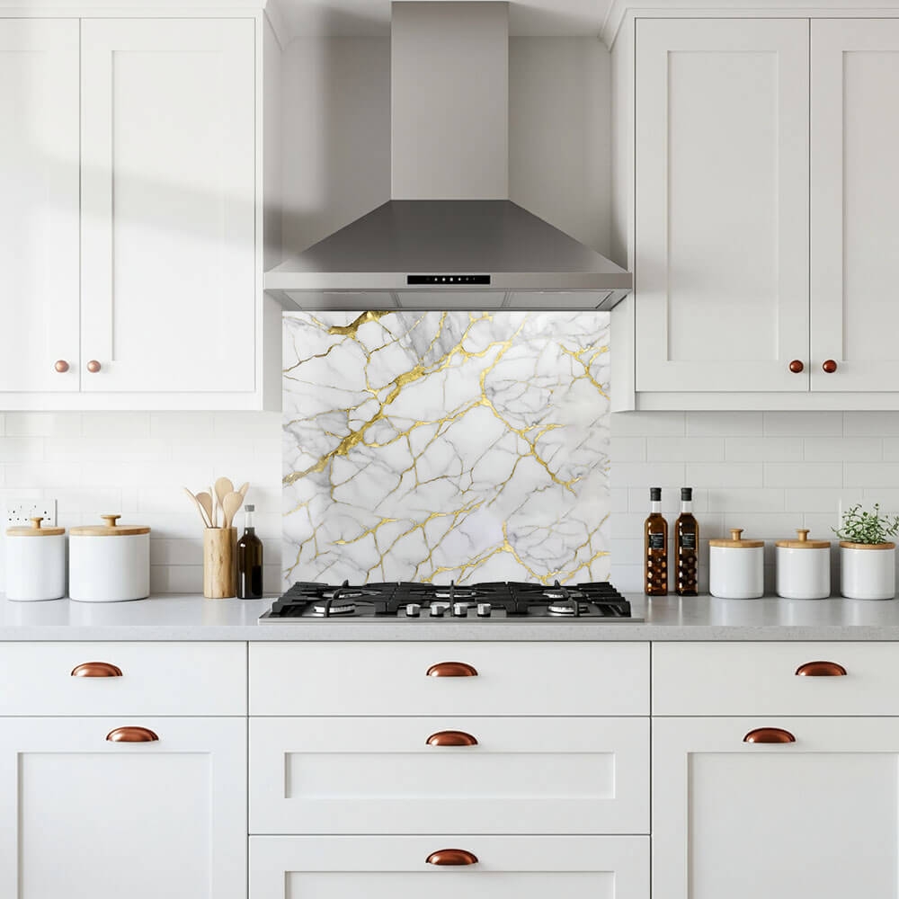 Brass Vein Carrara Marble Splashback